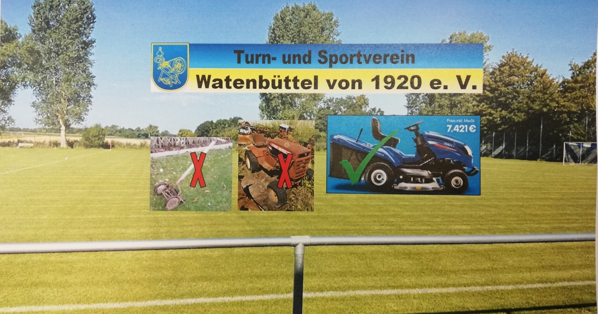 Rasentraktor für den Sportplatz in Watenbüttel - Viele schaffen mehr